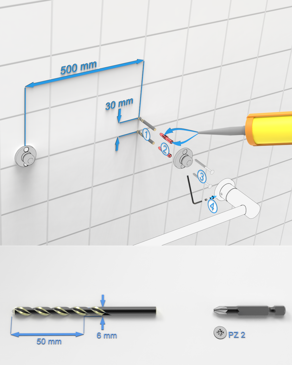 Badezimmer Zubehör Graphit PVD Handtuchhalter 500 mm [https://damixa.de]