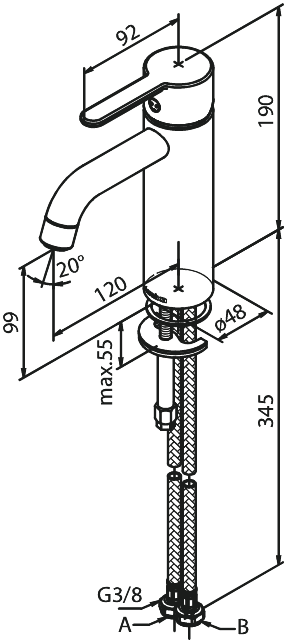 Silhouet Steel PVD Tvättställsblandare - medium [https://damixa.se]