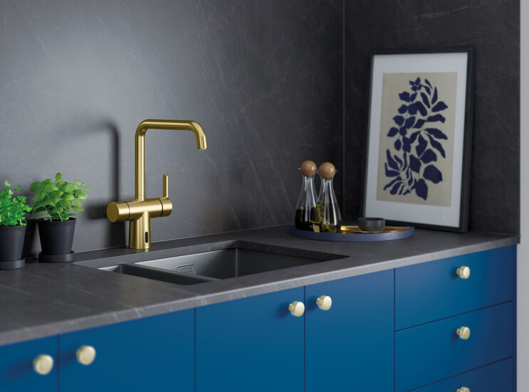 Tap into your Damixa brushed brass kitchen and bath surface style [https://damixa.com]