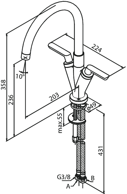 Venus Chrome Kitchen Mixer [https://damixa.com]