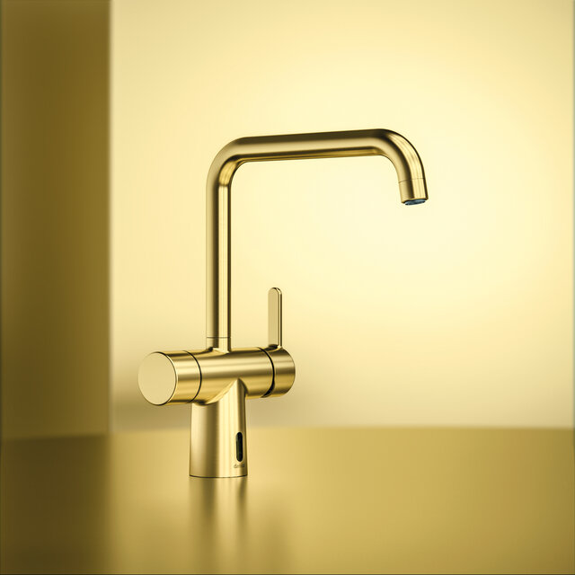 Silhouet Brushed Brass PVD Touchless kitchen tap [https://damixa.com]