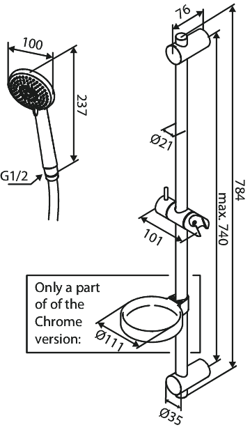 Core Chrome Shower set flex [https://damixa.com]