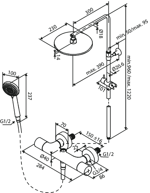 Core Matt black Shower System [https://damixa.com]