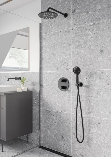 Concealed Matt black Silhouet HS1 - concealed shower system [https://damixa.com]