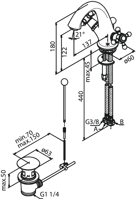 Tradition Krom Tvättställsblandare med lyftventil [https://damixa.se]