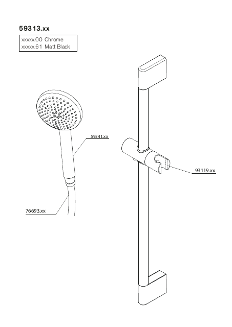 Core Matt black Fixed shower set [https://damixa.com]