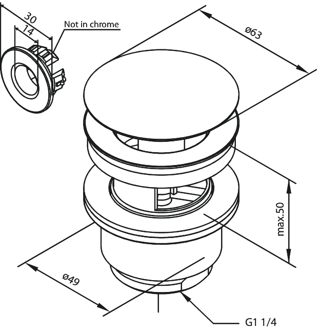 Bathroom Accessories Steel PVD Pop Up Waste with click-function [https://damixa.com]