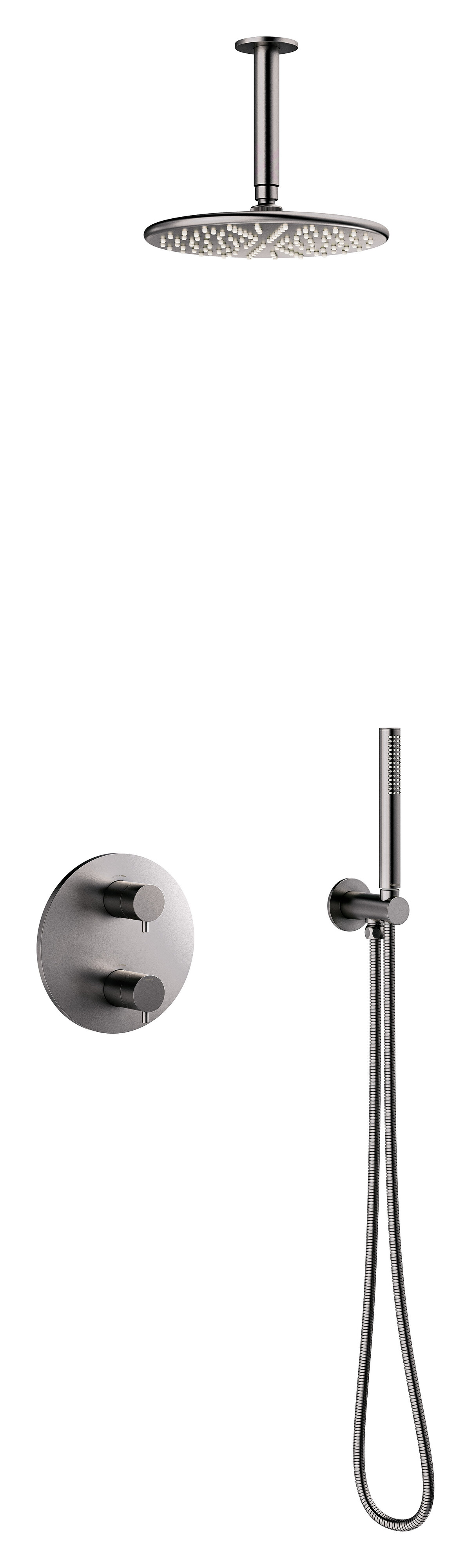 Concealed Graphite Grey PVD Osier HS 2 - concealed shower system [https://damixa.com]