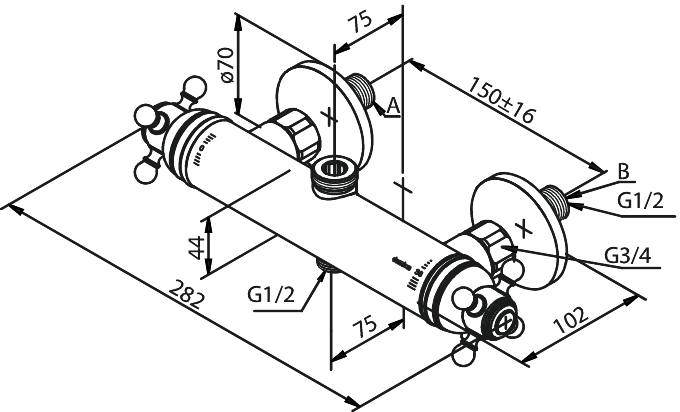 Tradition Chrome Thermostatic Bath/Shower Mixer [https://damixa.com]