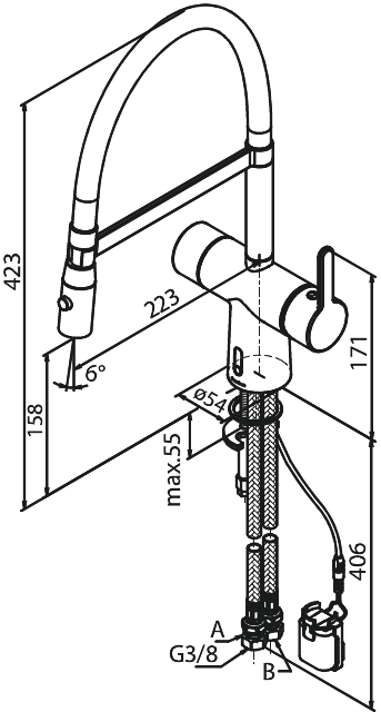 Silhouet Chrome Touchless Pro Kitchen Mixer [https://damixa.com]