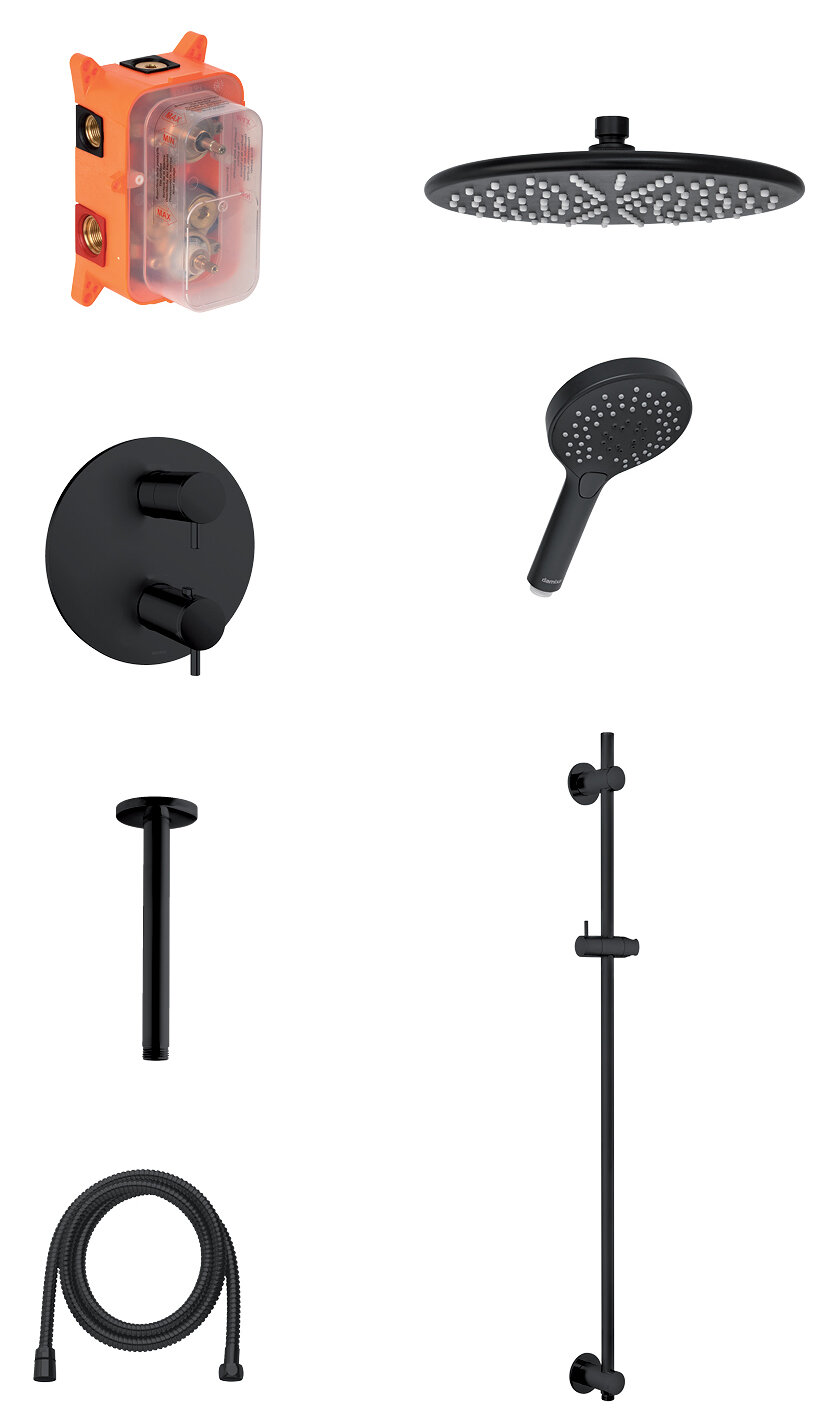 Silhouet Matt black SR2 - Complete concealed shower system [https://damixa.com]