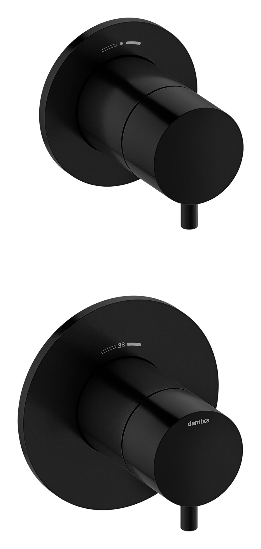 Inbouw Mat zwart Afbouwset thermostaat + 2-weg omstel [https://damixa.nl]