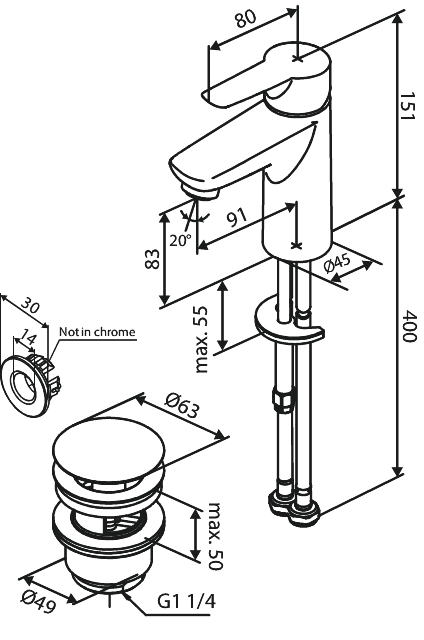 Core Krom Tvättställsblandare med Pop-up bottenventil [https://damixa.se]