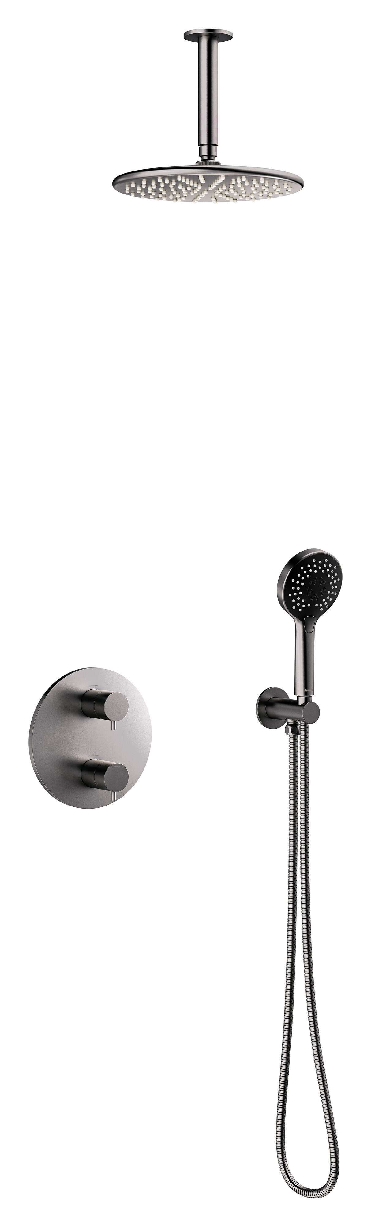 Concealed Graphite Grey PVD Silhouet HS2 - concealed shower system [https://damixa.com]