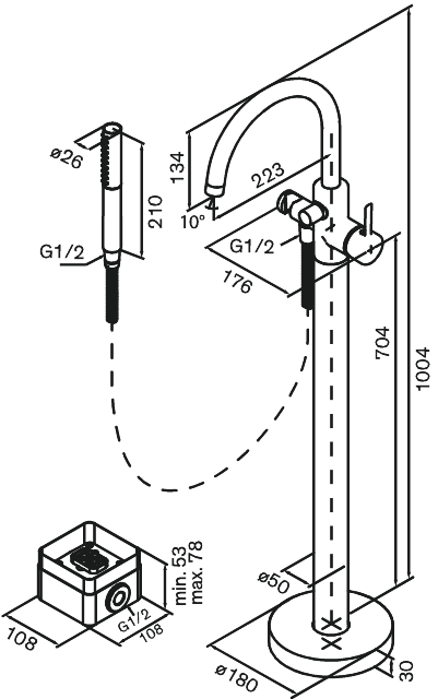 Iris Brushed Bronze Freestanding bath mixer [https://damixa.com]