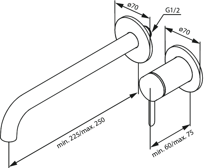 Concealed Graphite Grey Iris Exposed kit for built in Basin Mixer [https://damixa.com]